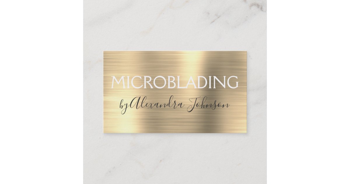 Luxury Gold Brushed Metal Microblading Business Card | Zazzle