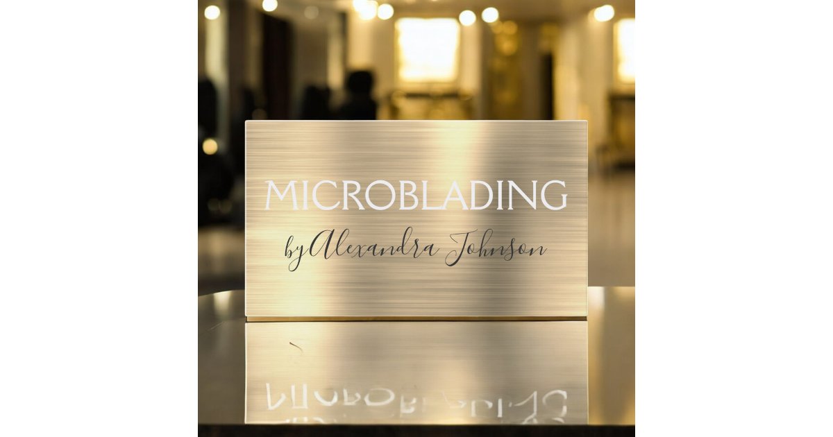 Luxury Gold Brushed Metal Microblading Business Card | Zazzle
