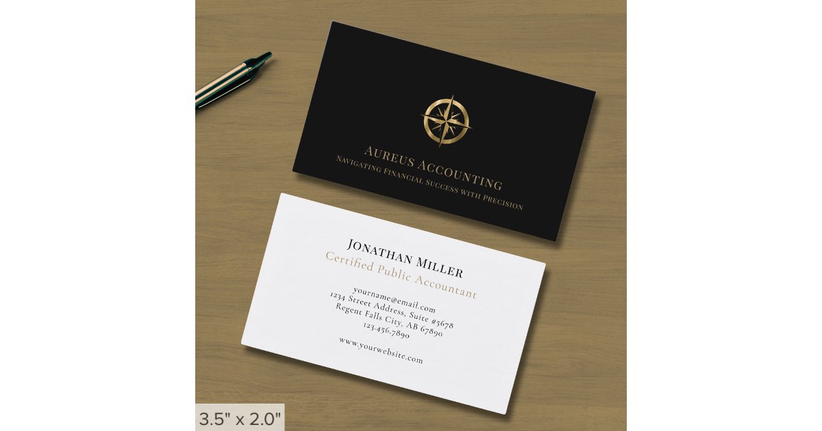 Luxury Gold Compass Business Card | Zazzle