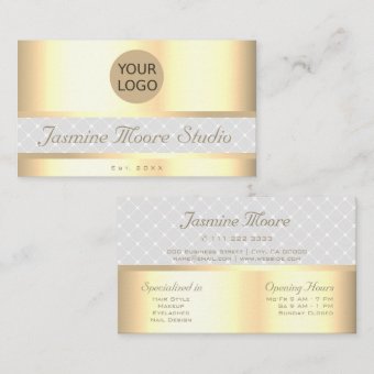 Luxury Gold Effect Custom Logo Services Open Hours Business Card | Zazzle