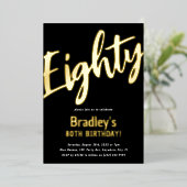 Luxury Gold 'Eighty' Adult Milestone 80th Birthday Foil Invitation | Zazzle