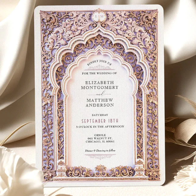 Luxury Gold Filigree Wedding Ornate Arch Invitatio Invitation | Zazzle