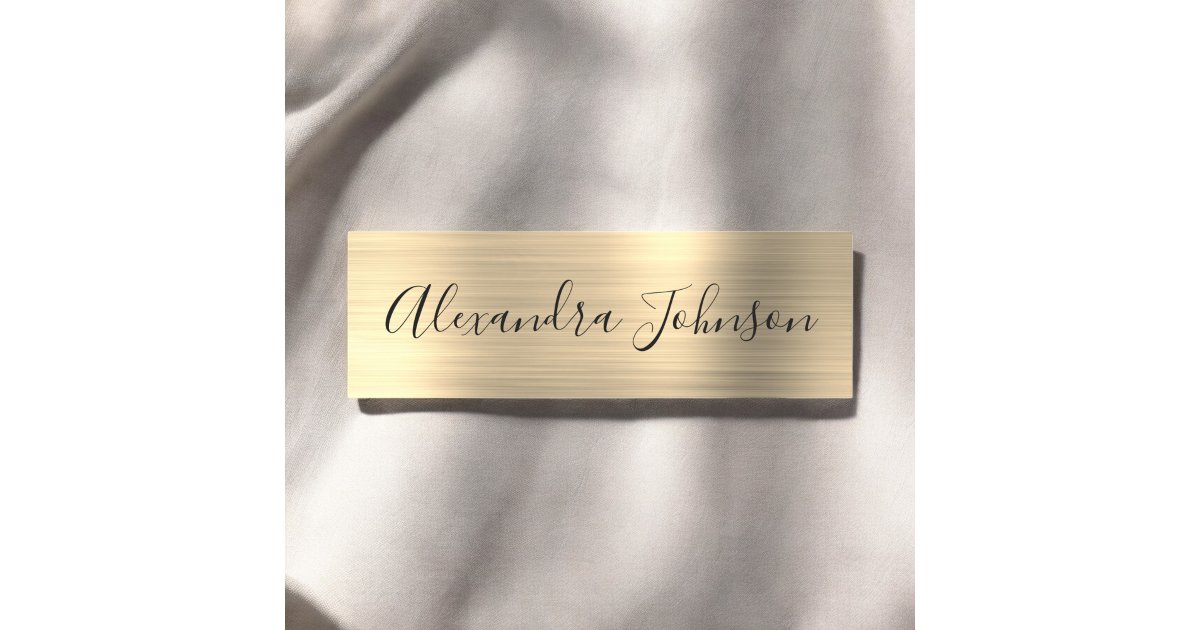 Luxury Gold Foil Modern Professional Name Tag | Zazzle