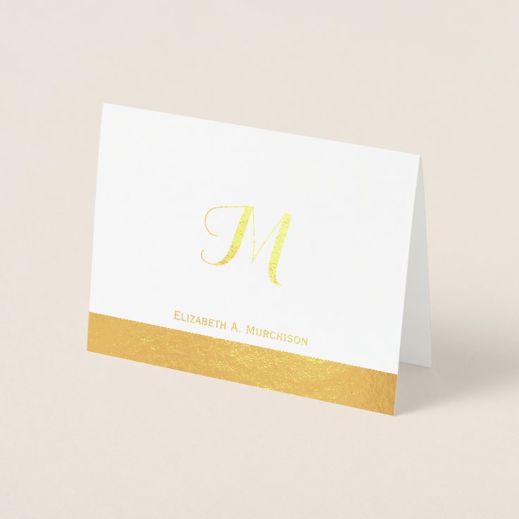 Luxury Gold Foil Monogram Note Card | Zazzle