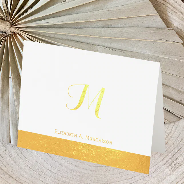 Luxury Gold Foil Monogram Note Card | Zazzle
