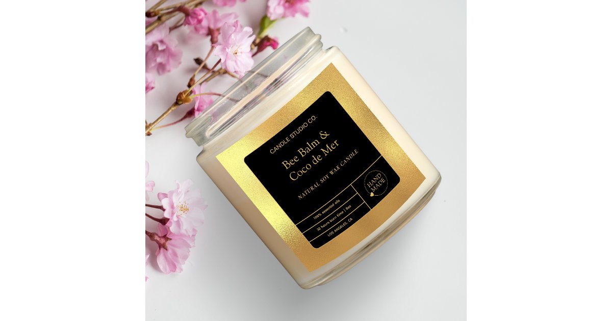 Luxury Gold Frame & Script Candle Sticker Label | Zazzle