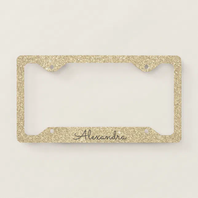 Luxury Gold Glitter and Sparkle Monogram License Plate Frame | Zazzle