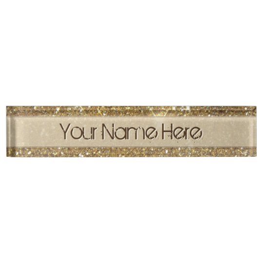 Luxury Gold Glitter - Printed Image Name Plate | Zazzle.com