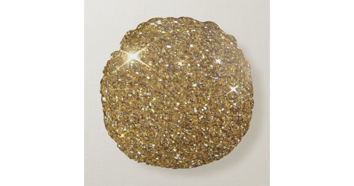 Luxury Gold Glitter - Printed Image Round Pillow | Zazzle