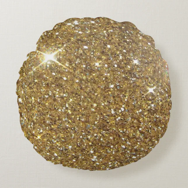 Luxury Gold Glitter - Printed Image Round Pillow | Zazzle