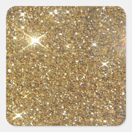 Luxury Gold Glitter - Printed Image Square Sticker | Zazzle.com