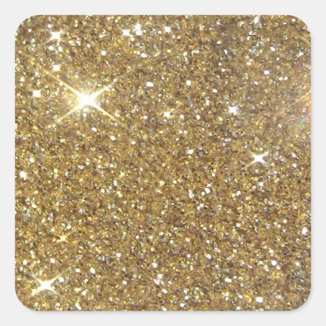 Luxury Gold Glitter - Printed Image Square Sticker | Zazzle