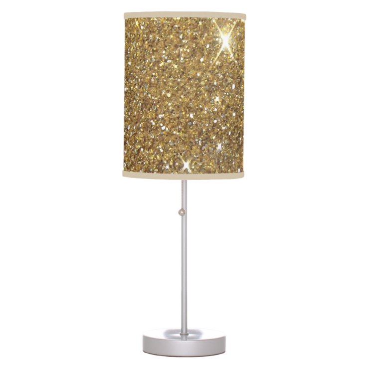 Luxury Gold Glitter - Printed Image Table Lamp | Zazzle