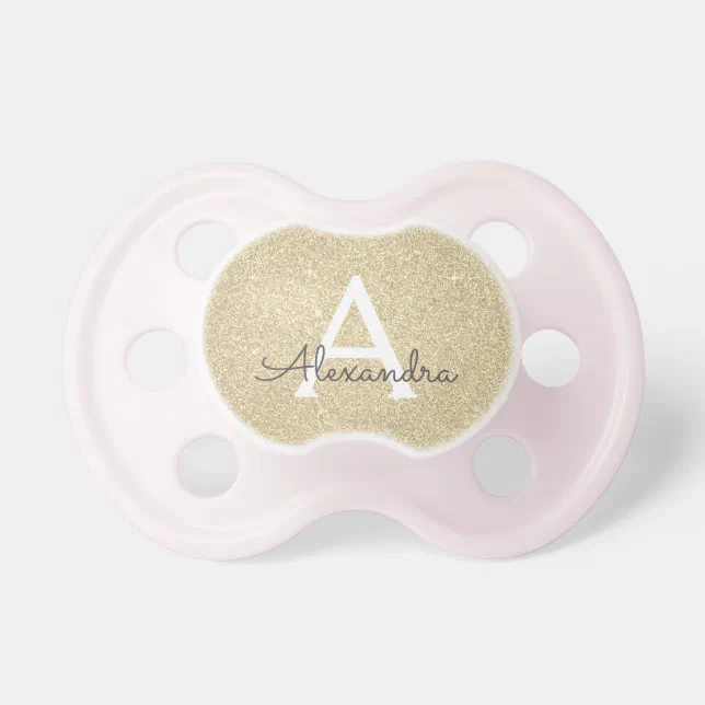Luxury Gold Glitter & Sparkle Monogram Baby Pacifier | Zazzle