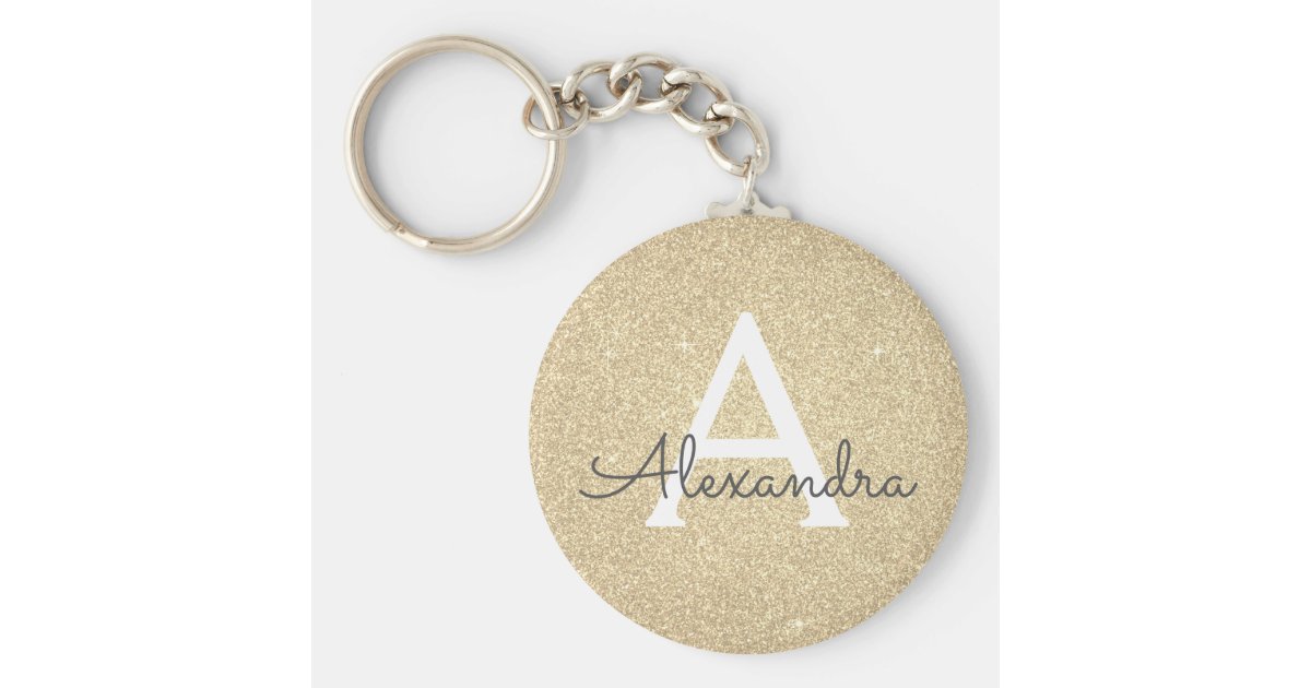 Luxury Gold Glitter & Sparkle Monogram Keychain | Zazzle.com
