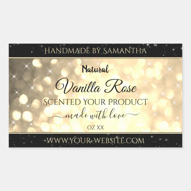 Luxury Gold Glitter Sparkle Stars Product Labels | Zazzle