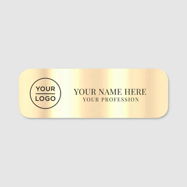 Luxury Gold Logo Employee magnetic, safety pin Name Tag | Zazzle