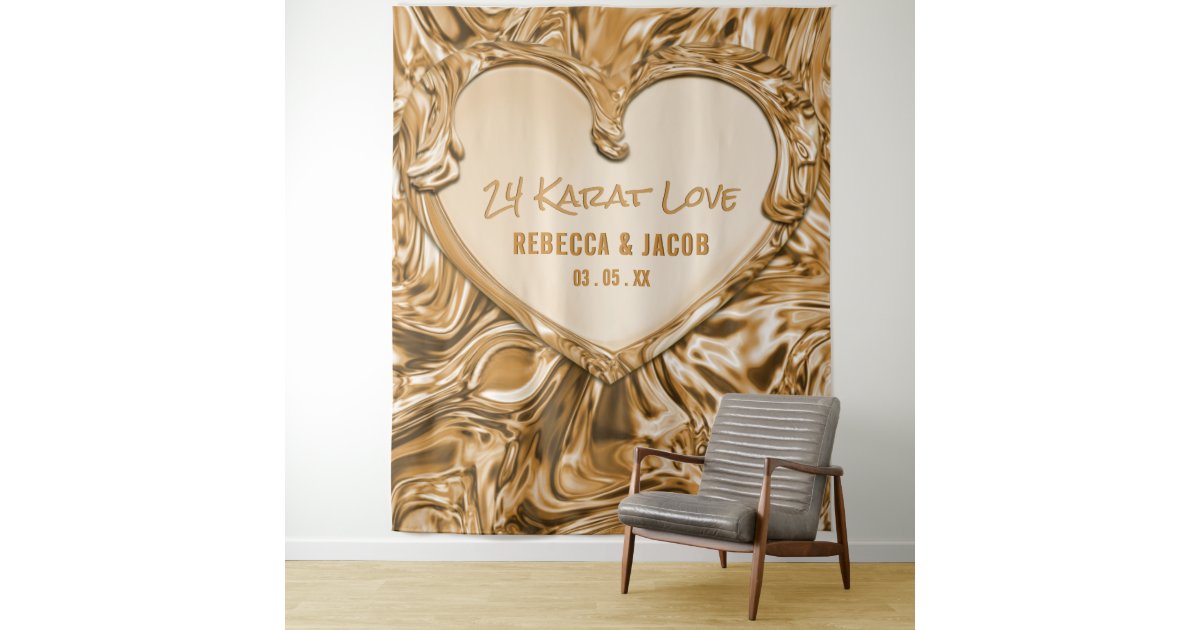 Luxury Gold Metal Heart Backdrop | Zazzle