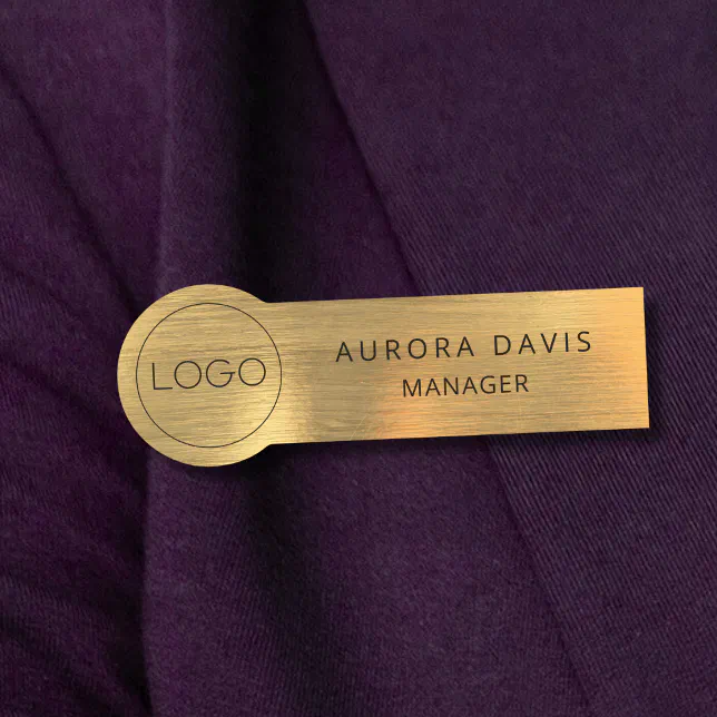 Luxury Gold Metallic Modern Business Logo Name Tag | Zazzle