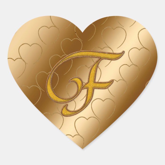 Luxury Gold Monogram F Heart Sticker | Zazzle.com