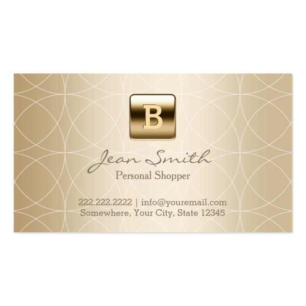 Luxury Gold Monogram Personal Shopper Business Card Template