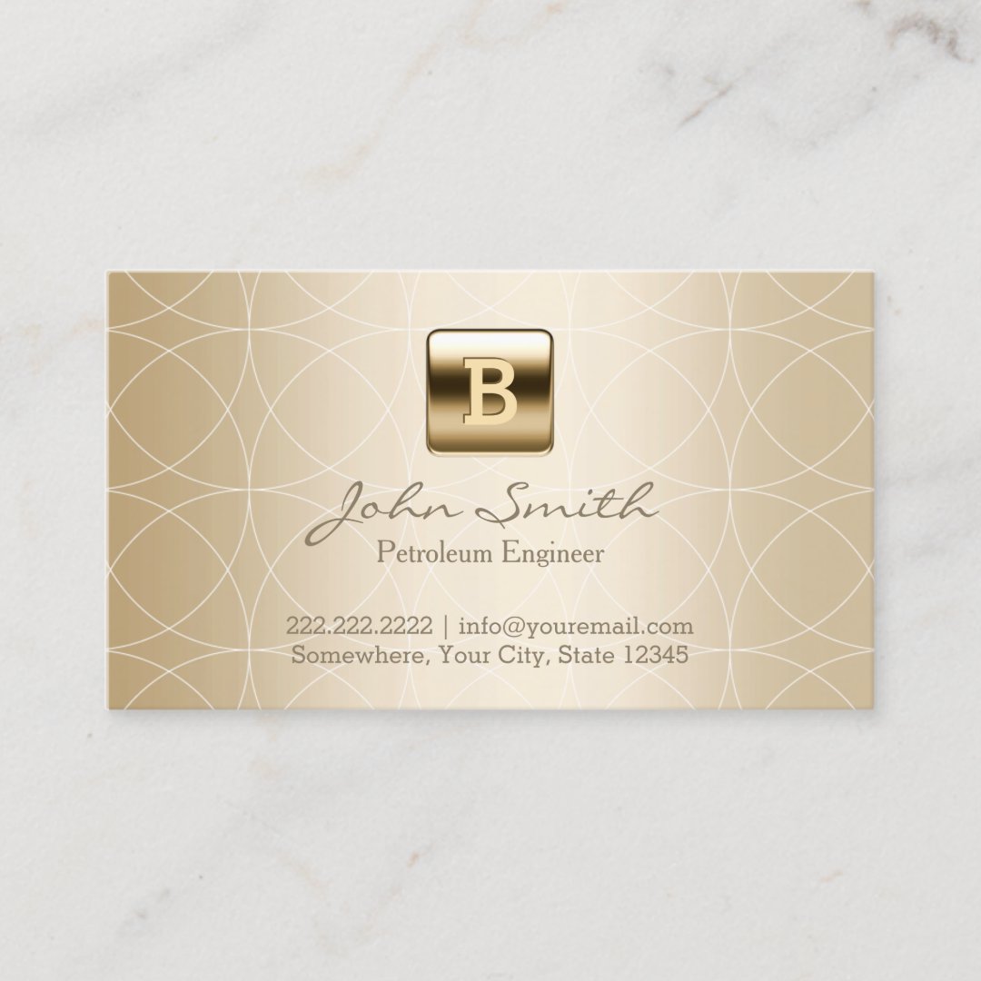 Luxury Gold Monogram Petroleum Engineer Business Card | Zazzle