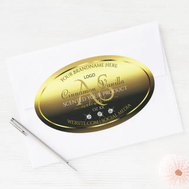 Luxury Gold Product Labels Jewels Monogram Logo | Zazzle