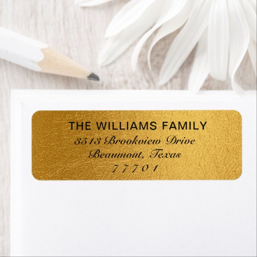 Luxury Gold Shiny Foil Address Label | Zazzle