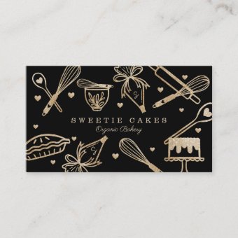 Luxury Gold Sparkle Baking Cooking Utensil Bakery Business Card | Zazzle