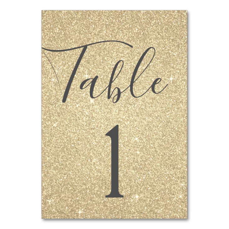 Luxury Gold Sparkle Table Number | Zazzle
