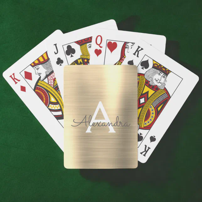Luxury Gold Stainless Steel Monogram Poker Cards | Zazzle