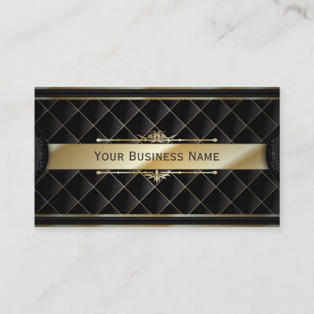 Luxury Gold Striped Diamond Pattern Business card | Zazzle