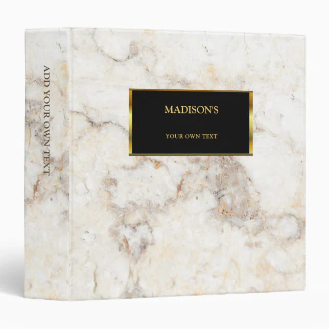 Luxury gold & white marble stone personal binder | Zazzle