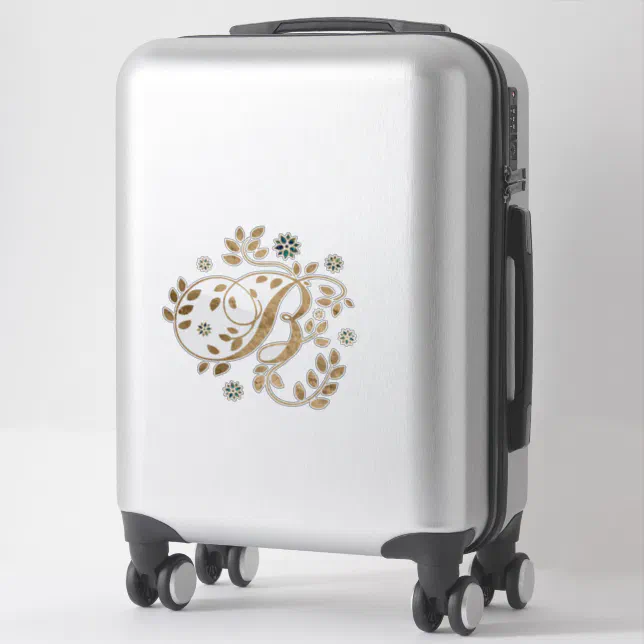Luxury Golden Calligraphy Monogram with letter B Sticker | Zazzle