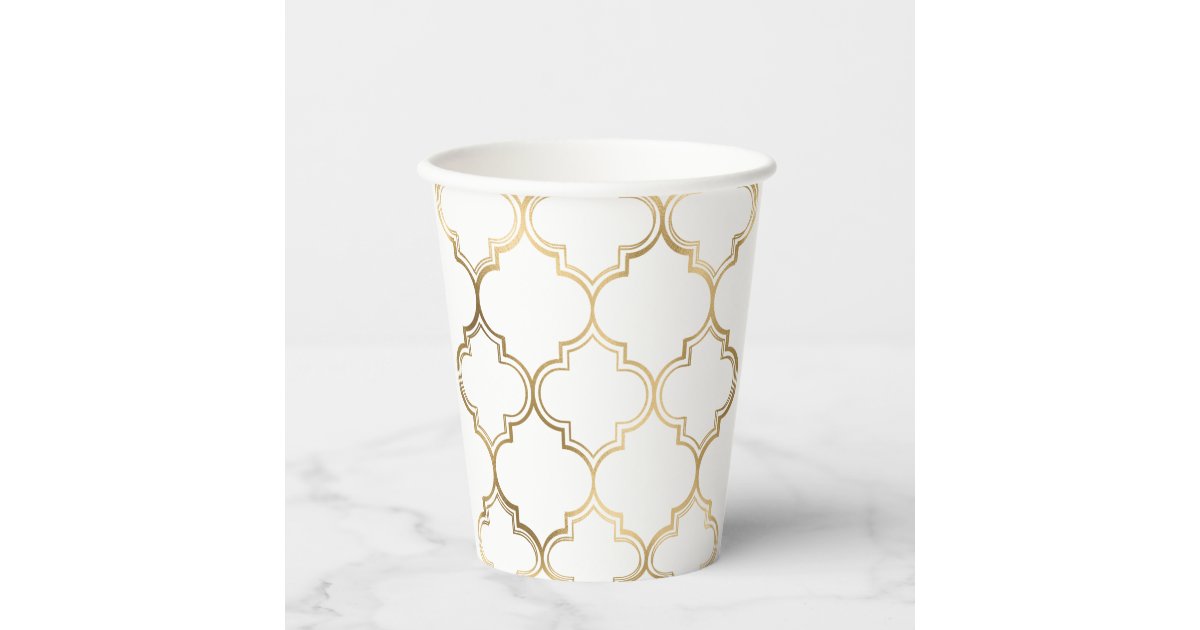 Luxury Golden Islamic Geometric Pattern Motifs Paper Cups | Zazzle