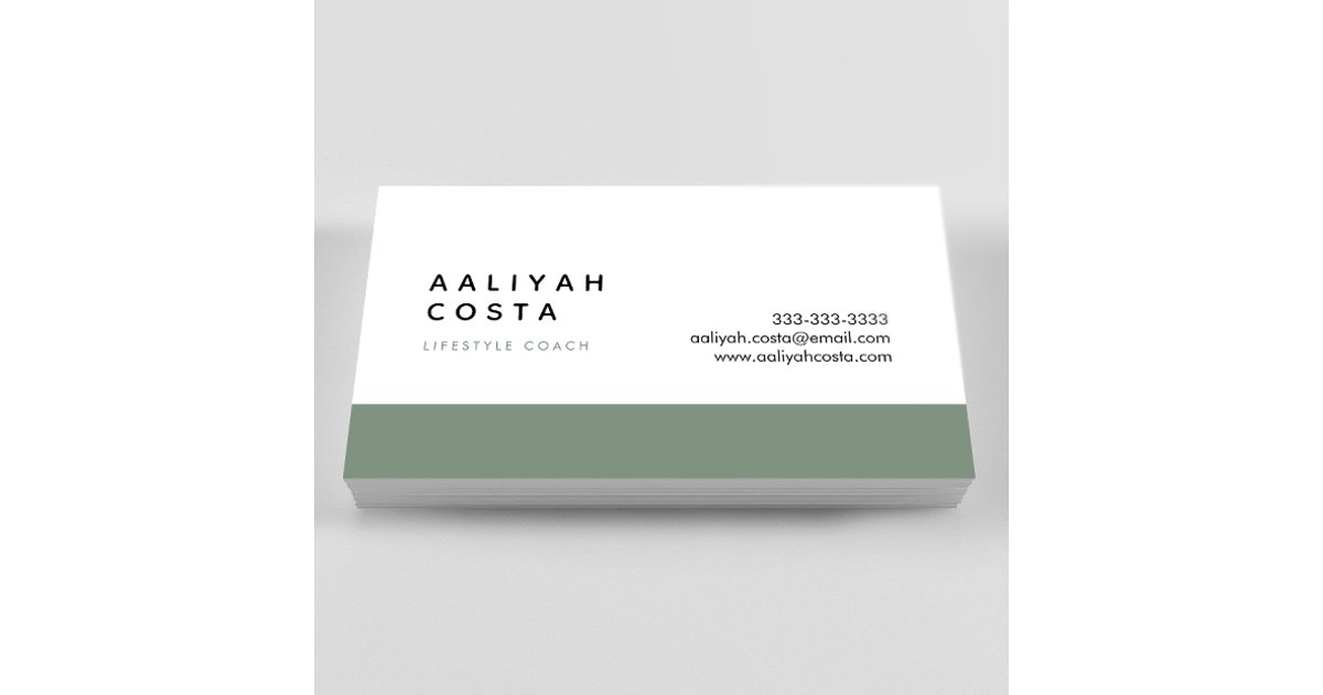 Luxury Green and White Lifestyle Coach Business Card | Zazzle