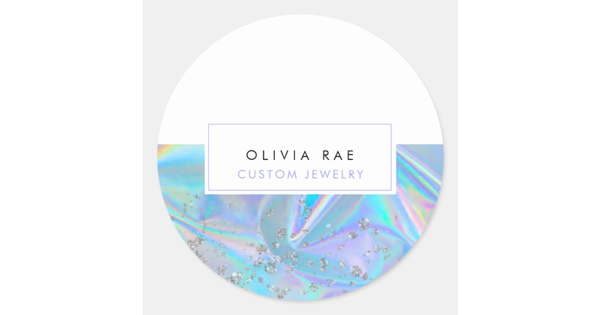 Luxury Holographic Trendy Classic Round Sticker | Zazzle