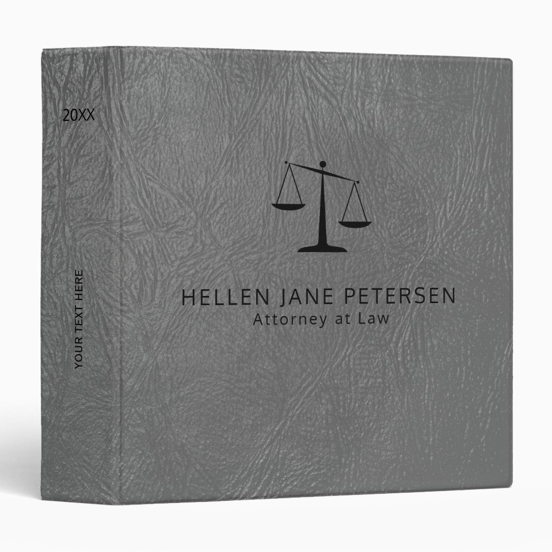 Luxury lawyer office light grey leather look 3 ring binder | Zazzle