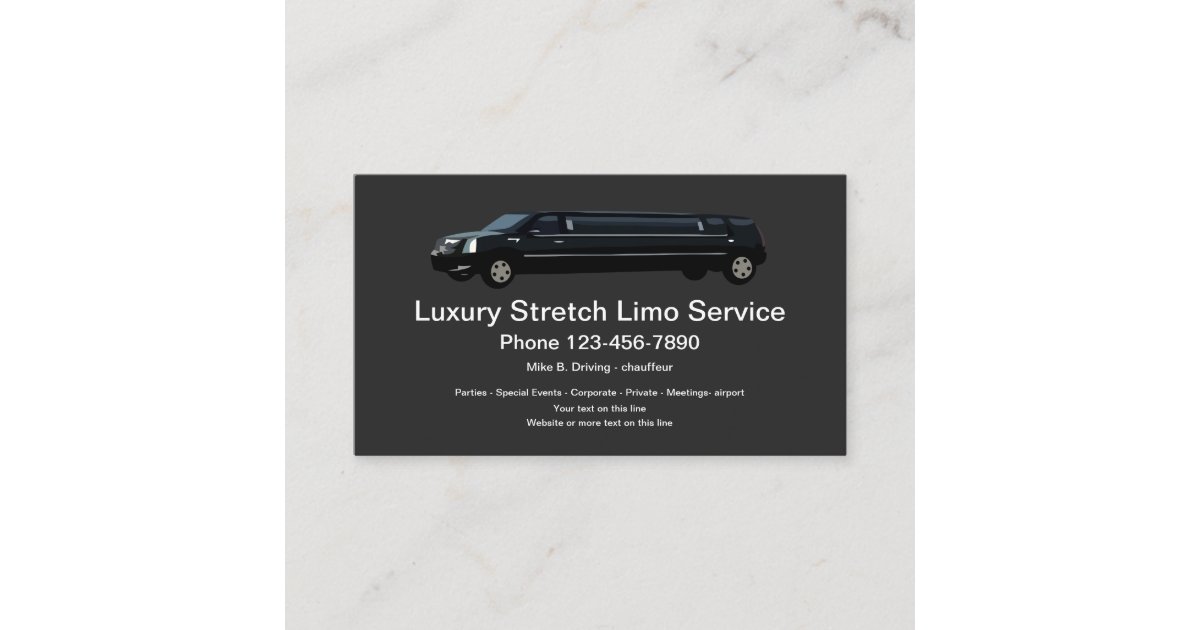 Luxury Limousine Chauffeur Service Business Card | Zazzle