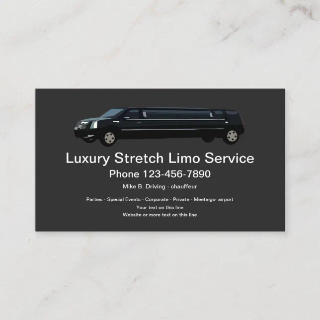 Luxury Limousine Chauffeur Service Business Card | Zazzle