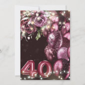 Luxury Magenta Wine Adult 40th Birthday Invitation | Zazzle
