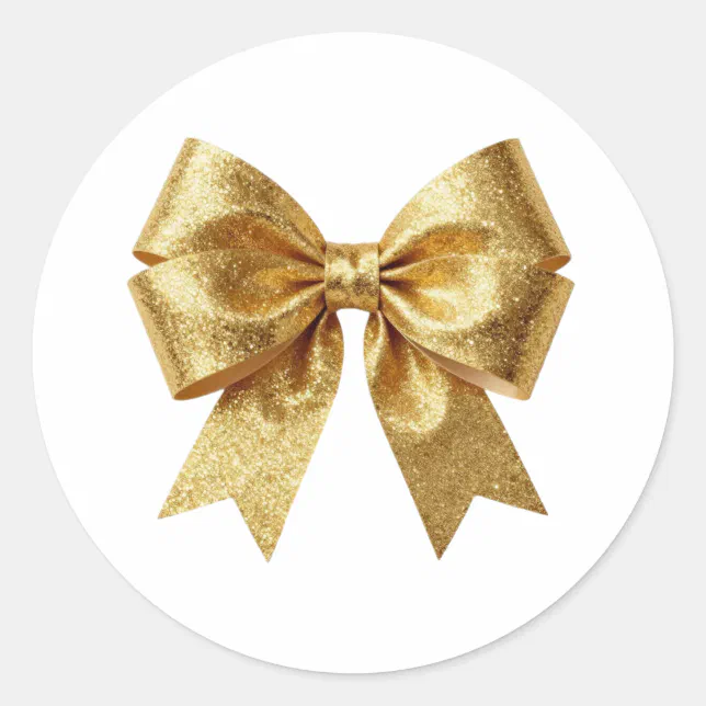 Luxury Metallic Sparkle Bow Classic Round Sticker | Zazzle