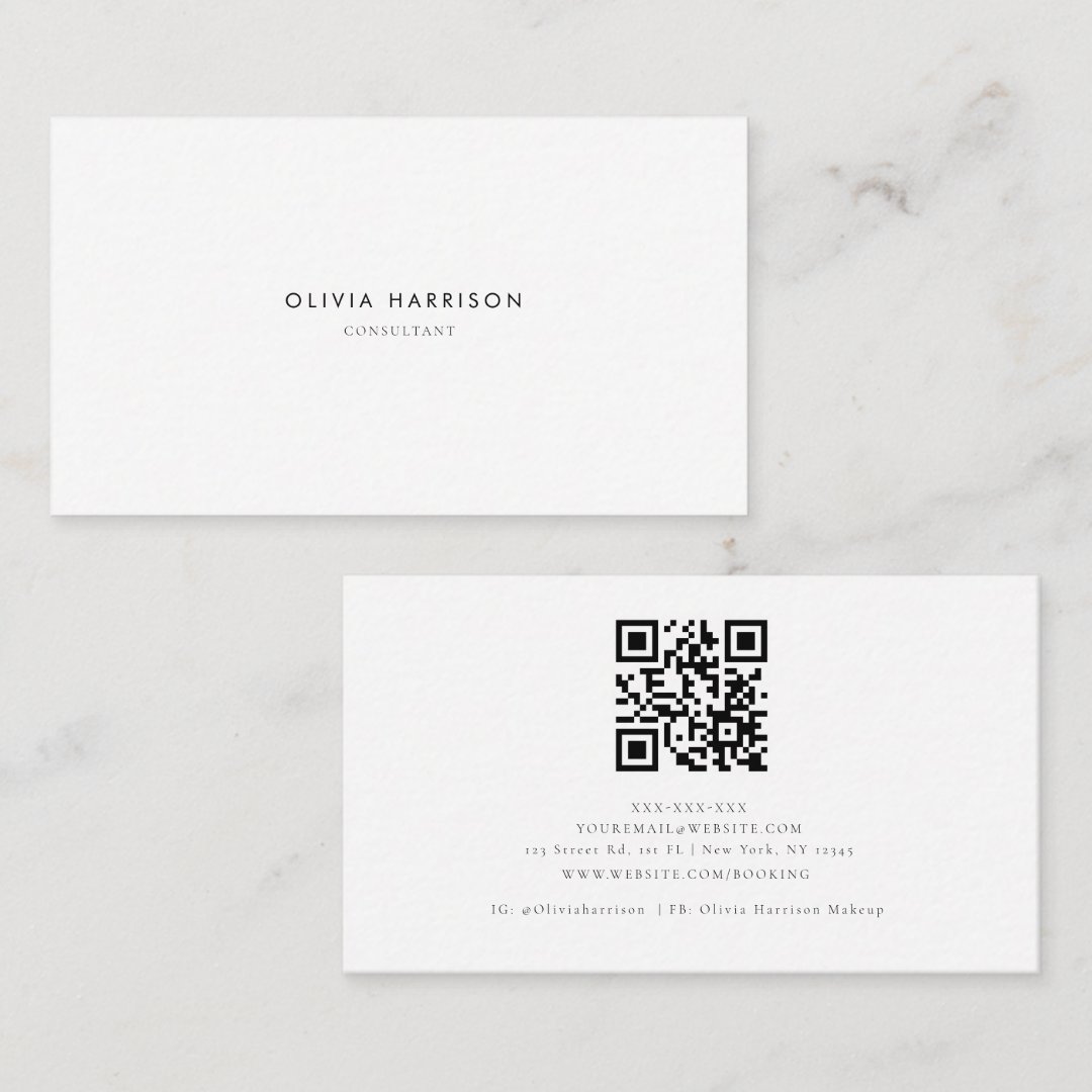 Luxury Minimalist QR Code Professional Business Card | Zazzle