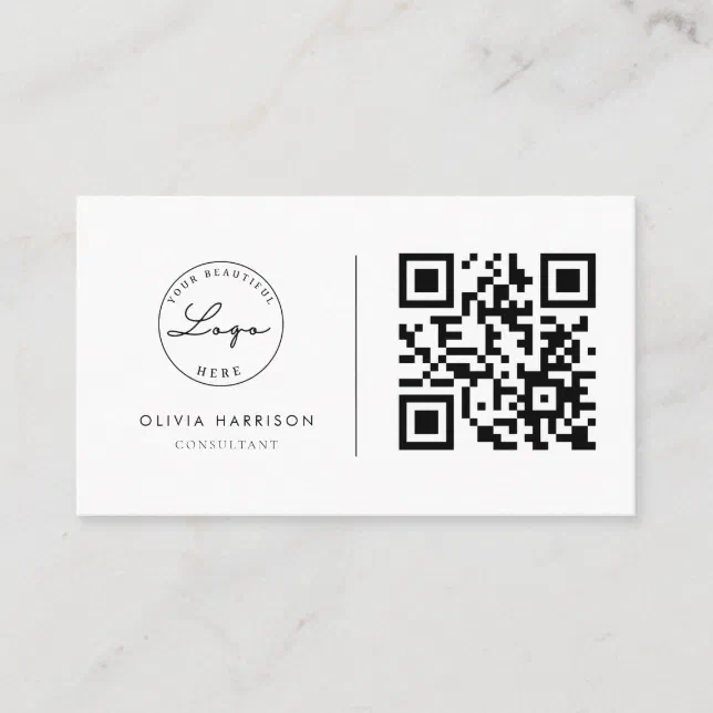 Luxury Minimalist QR Code Professional Business Card | Zazzle