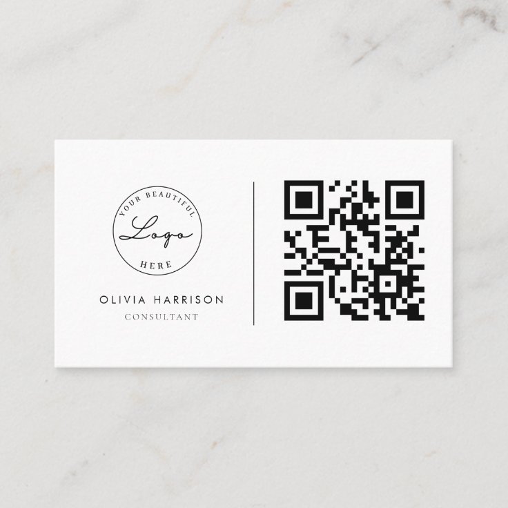 Luxury Minimalist QR Code Professional Business Card | Zazzle