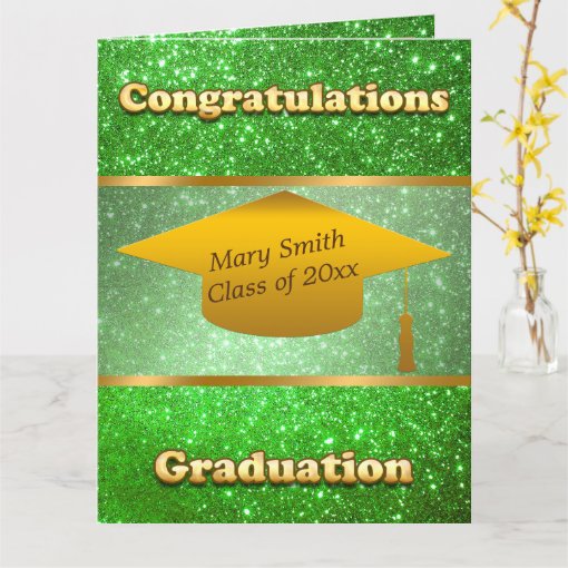 Luxury Modern Customize Green Glitter Card | Zazzle