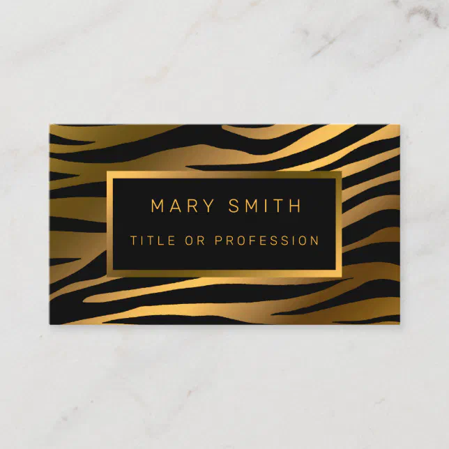 Luxury Modern Gold Tiger Add Your Text Business Card | Zazzle