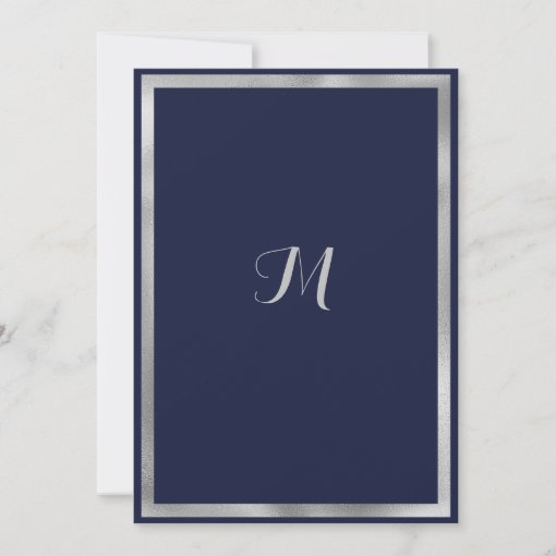 Luxury modern navy blue silver Graduation Invitation | Zazzle