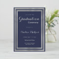 Luxury modern navy blue silver Graduation Invitation | Zazzle