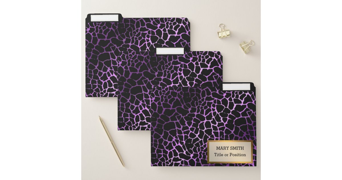 Luxury Modern Purple Tiger Add Your Text File Folder | Zazzle